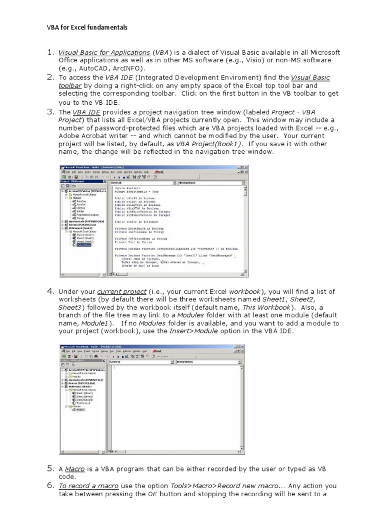 Visual Basic For Applications Fundamentals | PDF | Visual Basic For Applications | Microsoft Excel