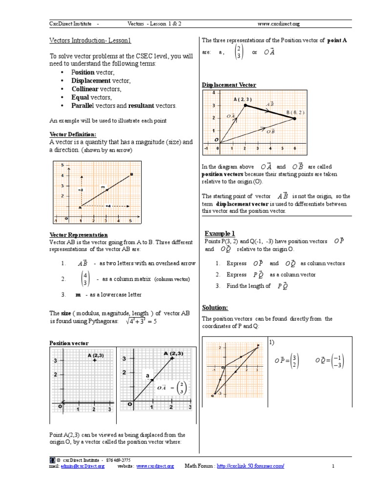 CxcDirect Vectors Tutorial | PDF | Euclidean Vector | Line (Geometry)