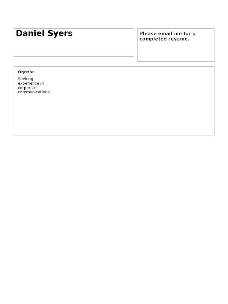 Daniel Syers: Please Email Me For A Completed Resume | PDF