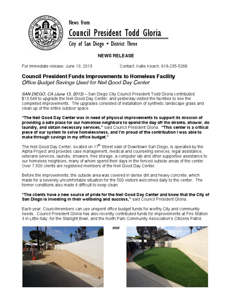 San Diego Upgrades Neil Good Day Center | PDF