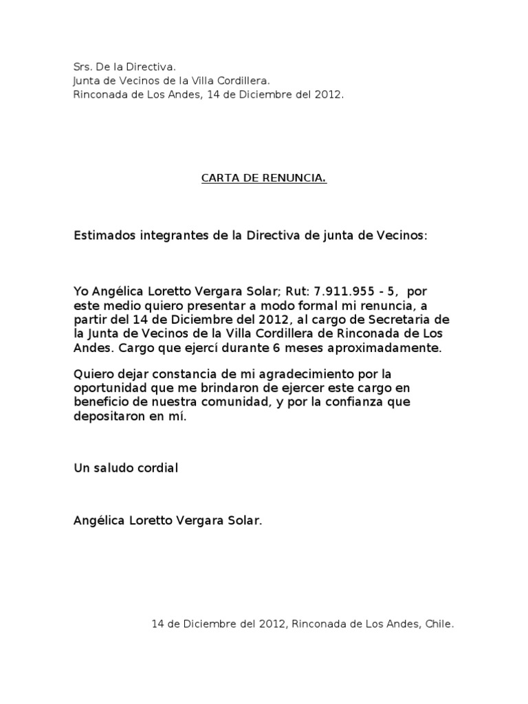Carta de Renuncia | PDF
