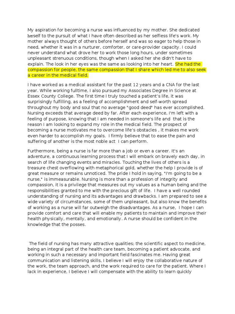Why I Want To Be A Nurse Essay | PDF | Compassion | Nursing