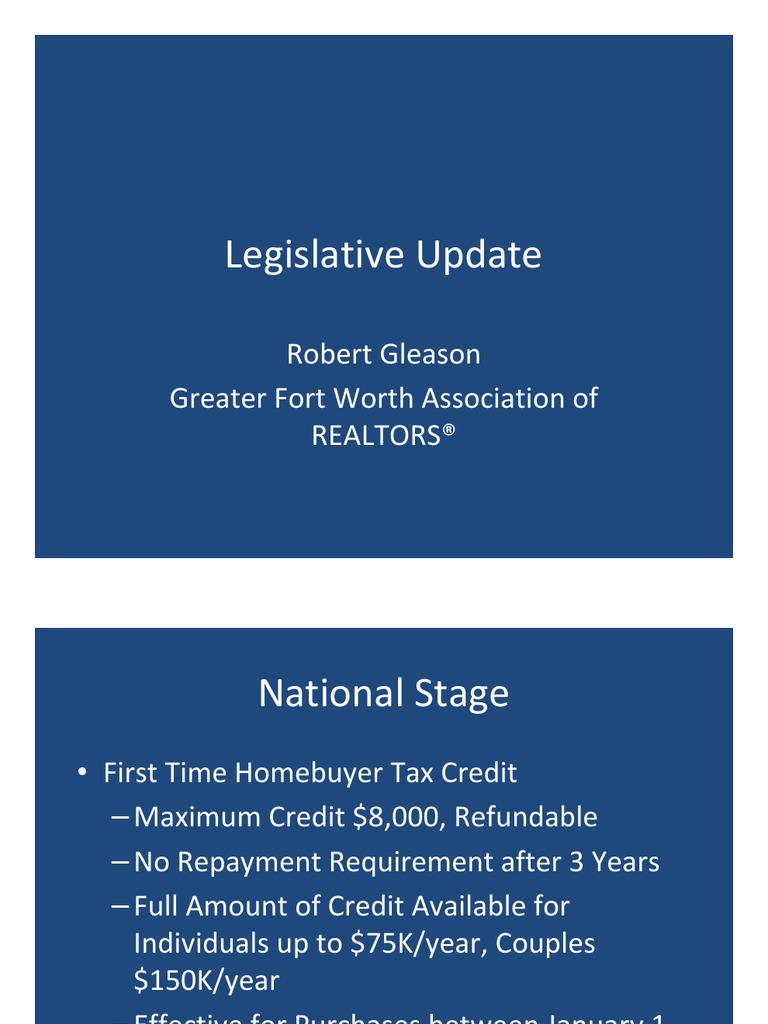 Robert Gleason - GFWAR - Legislative Update | PDF | Real Estate ...