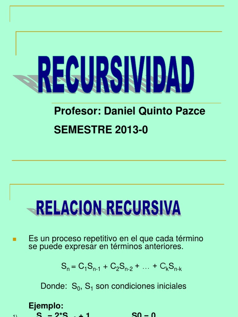 Ecuaciones y Relaciones Recursivas | PDF | Relación de recurrencia ...