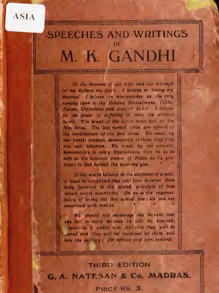Speeches and Writings of M.K.gandhi | Mahatma Gandhi | British Raj