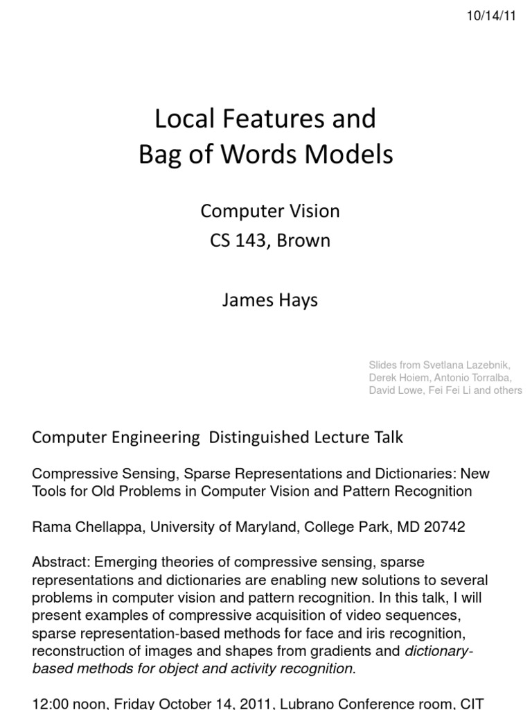 Local Features and Bag of Words Models | PDF | Cluster Analysis ...