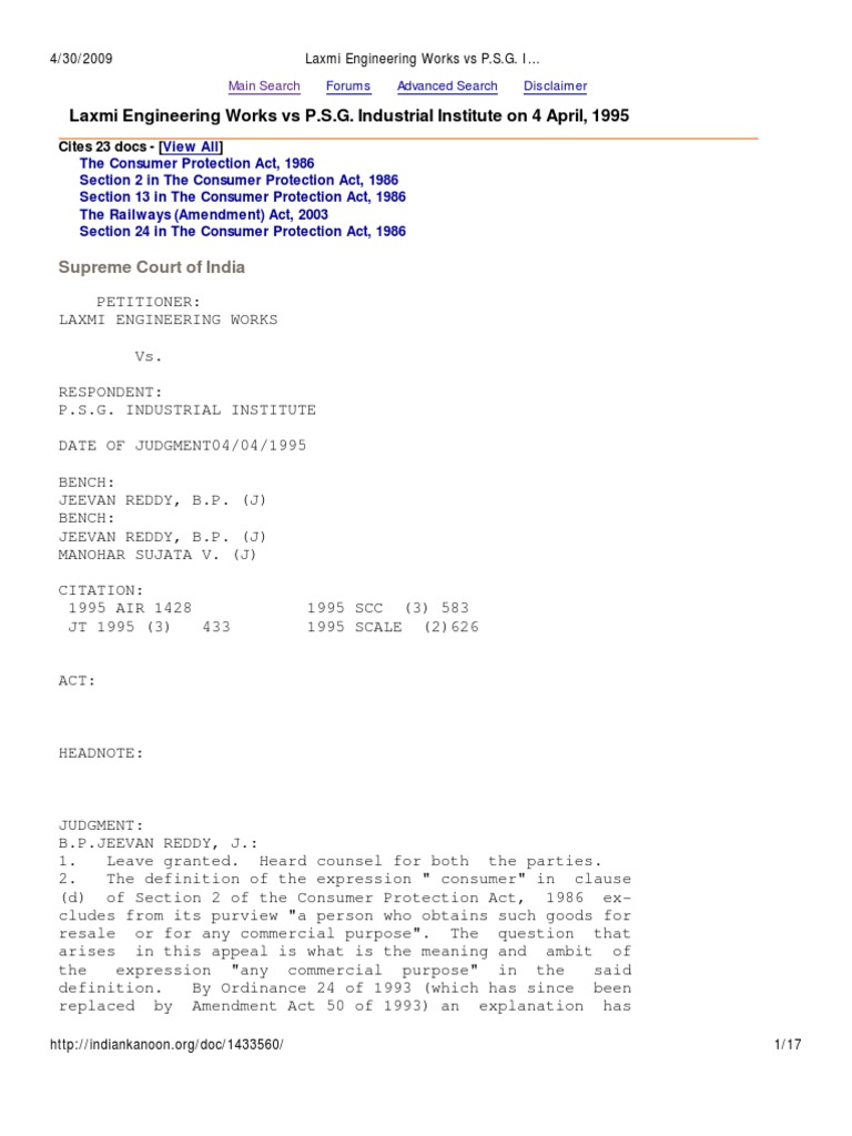 Laxmi Engineering Works Vs P.S.G | PDF | Goods | Jurisdiction