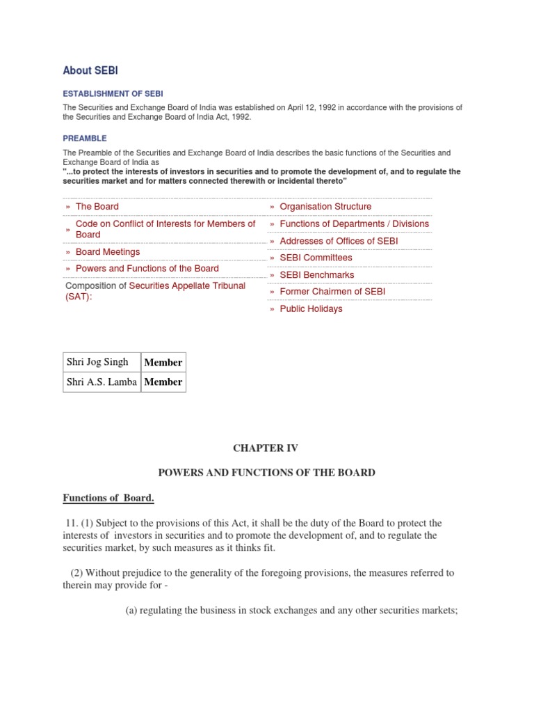 About Sebi | PDF | Insider Trading | Securities (Finance)