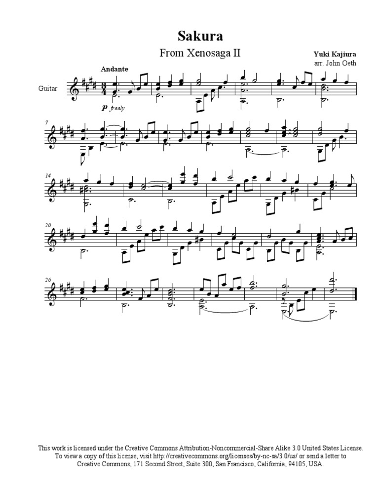 Sakura For Guitar | PDF