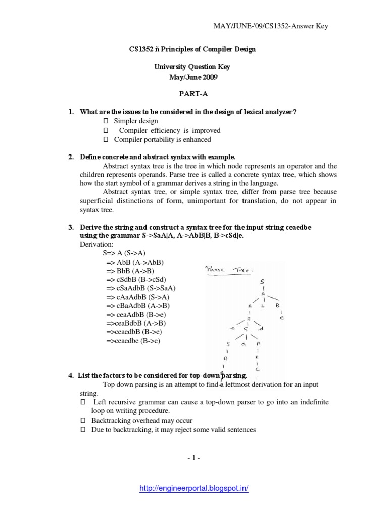 CS1352 May09 | PDF | Compiler | Parsing
