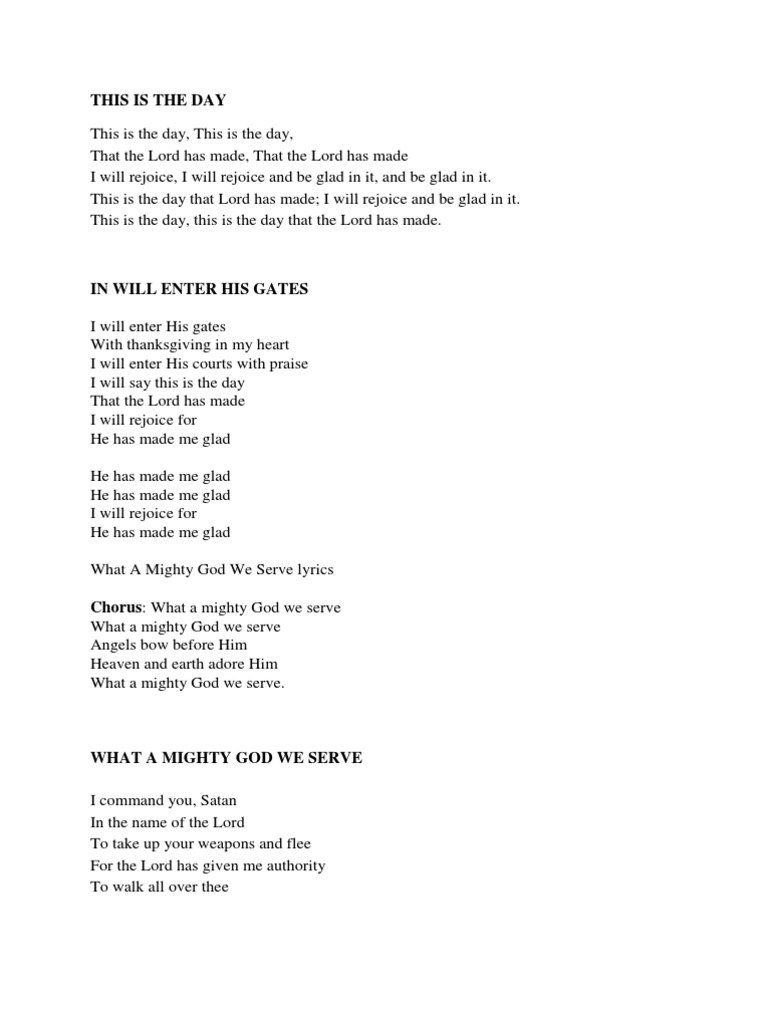 This Is The Day Praise and Worship Songs | PDF | Heaven | Religious ...