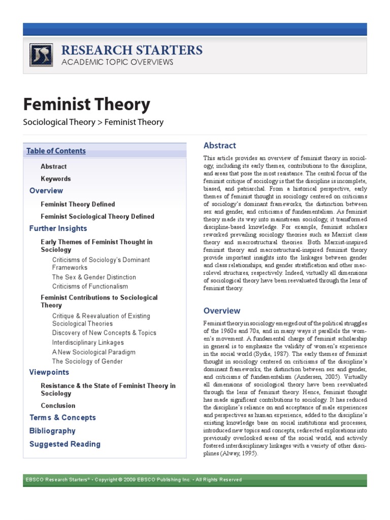 Feminist Thoery | PDF | Feminist Theory | Gender