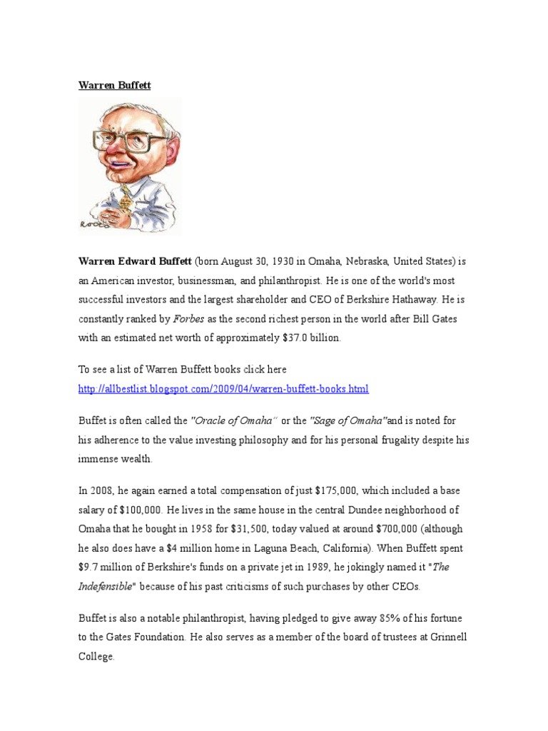 Warren Buffett Biography | PDF | Business