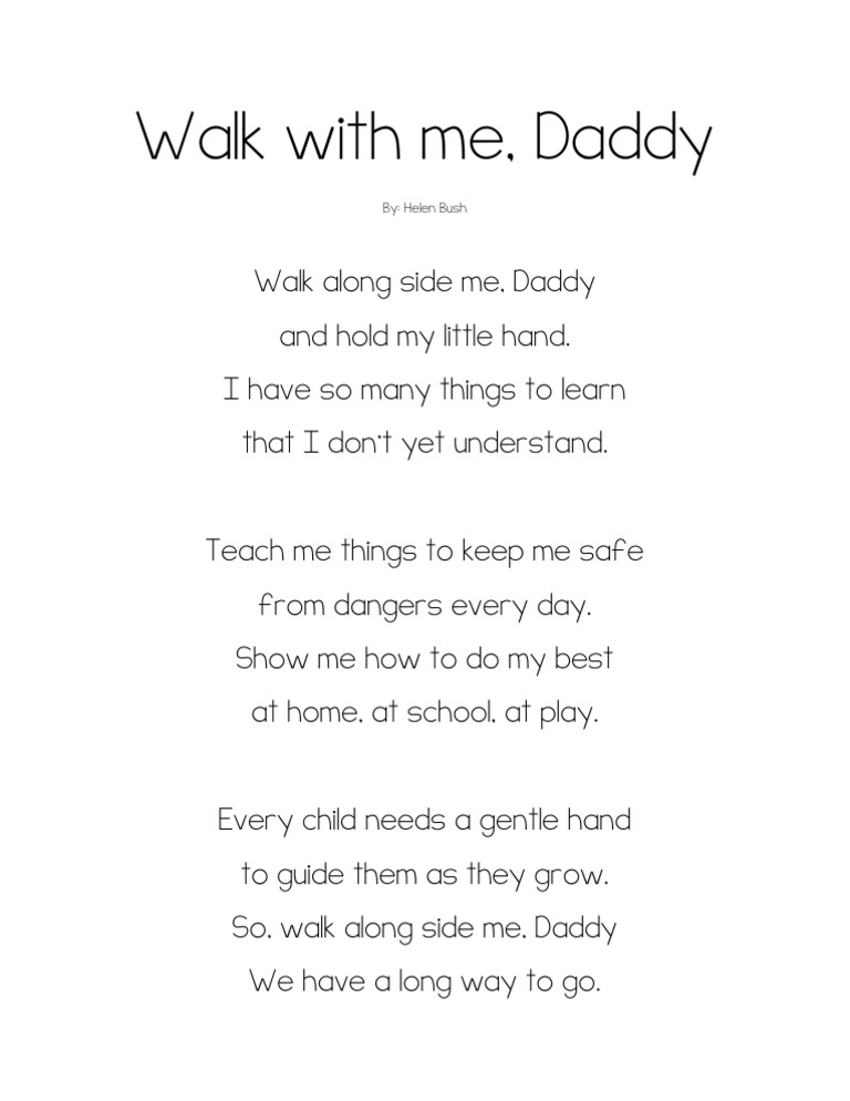 Walk With Me Daddy Poem For Father's Day | PDF