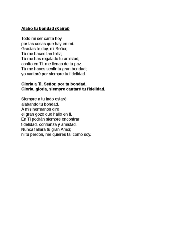 Alabo Tu Bondad Letras | Religión y creencia