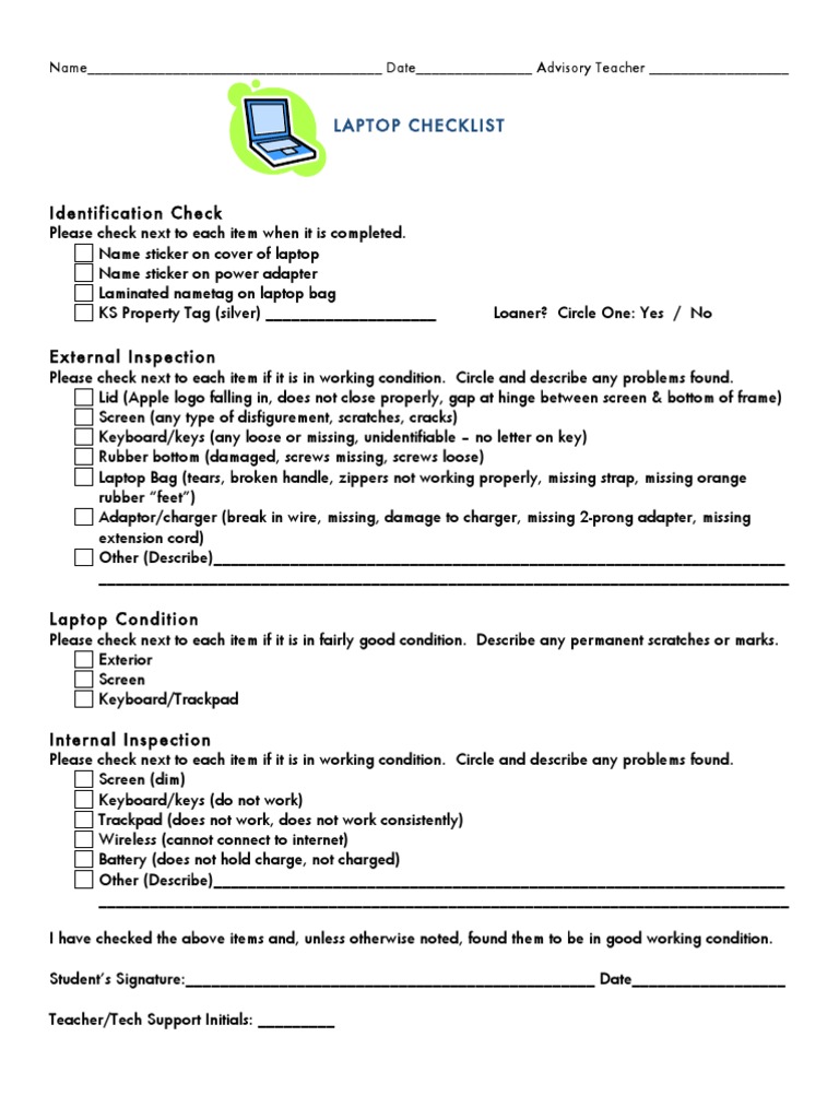 2012 Laptop Roll-Out Checklist | PDF
