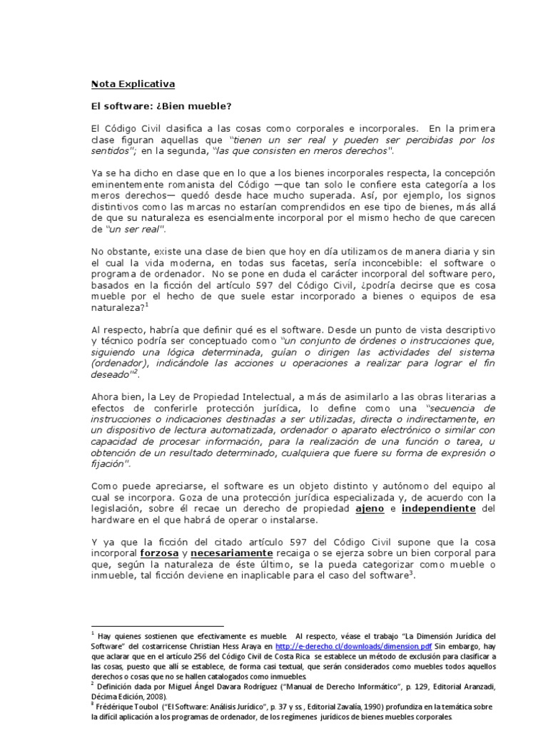 Nota Explicativa. - El Software | PDF | Software | Propiedad