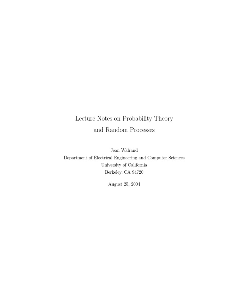 22-Lecture Notes On Probability Theory and Random Processes | PDF ...