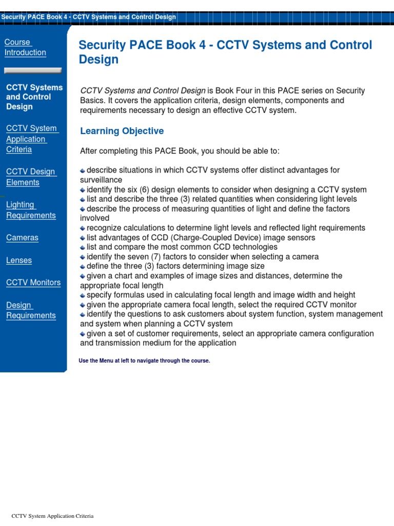 Security PACE Book 4 - CCTV Systems and Control Design: Learning ...