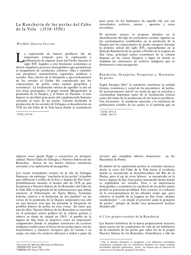La Rancheria de Las Perlas Del Cabo de La Vela | PDF | Esclavitud ...