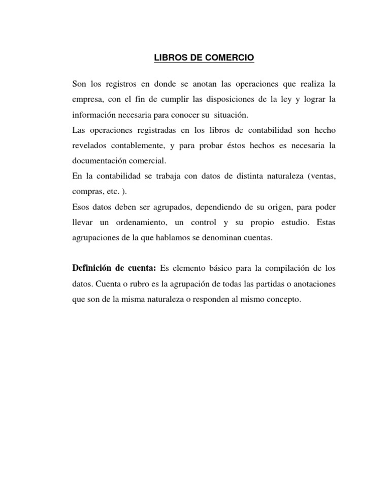 Libros de Comercio: Definición y Función | PDF | Contabilidad | Business