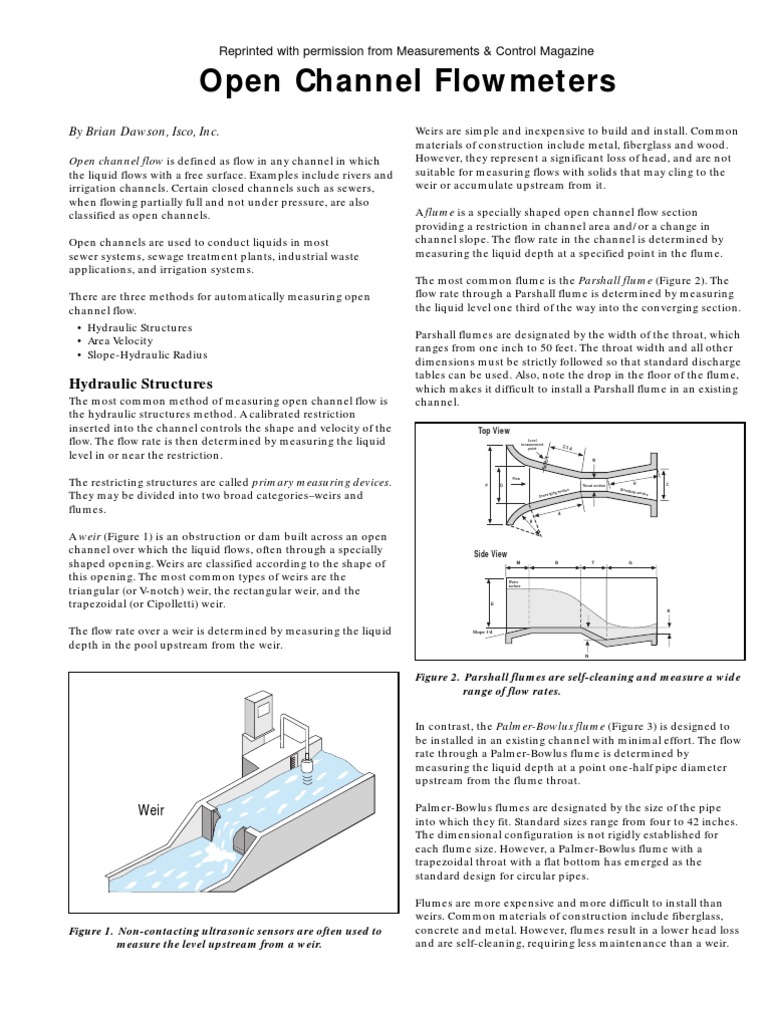 Open Channel Flow Meters Article | PDF | Flow Measurement | Soft Matter