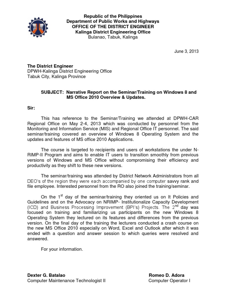 Sample Narrative Report | PDF | Microsoft Office 2010 | Microsoft Office