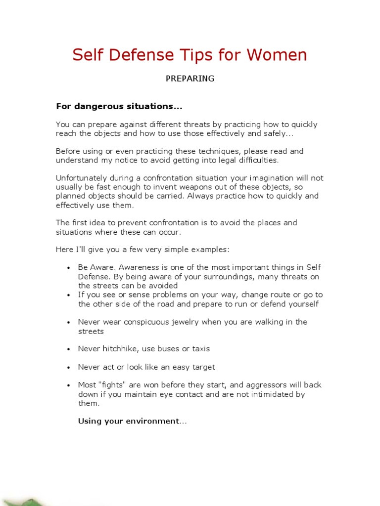 Essential Self Defense Tips for Women | PDF | Career & Growth | Social ...