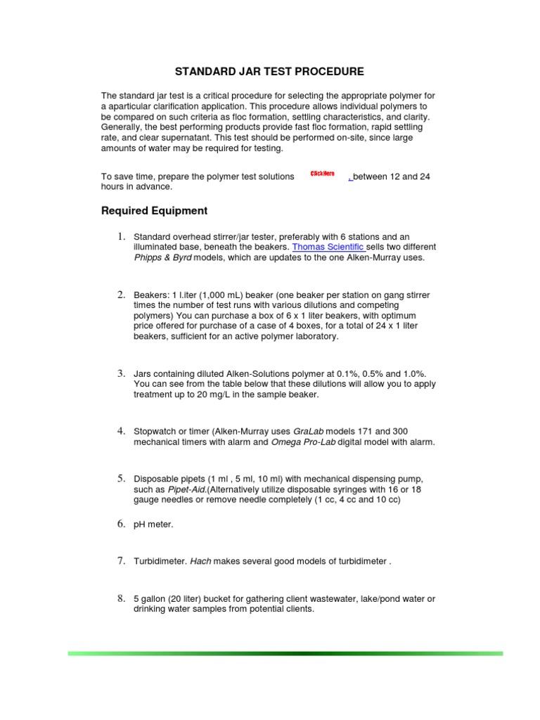 Preparing Polymers For The Jar Test | Download Free PDF | Alkalinity ...