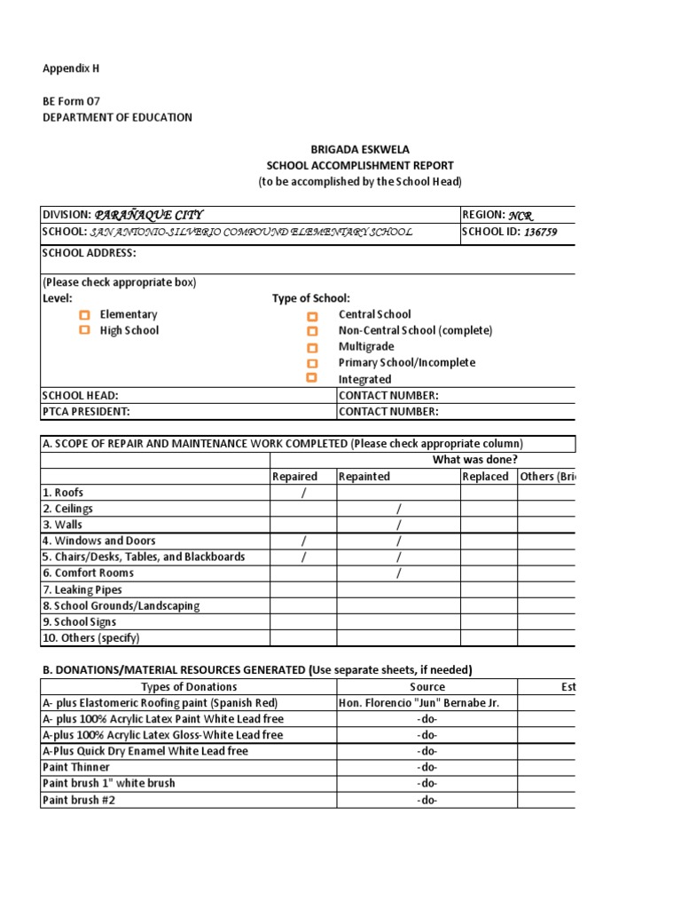 brigada eskwela form 7.xlsx | Acrylic Paint | Paint
