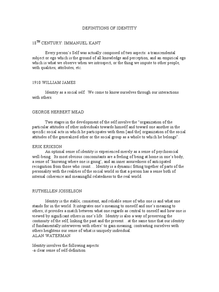 Identity | PDF | Identity (Social Science) | Self