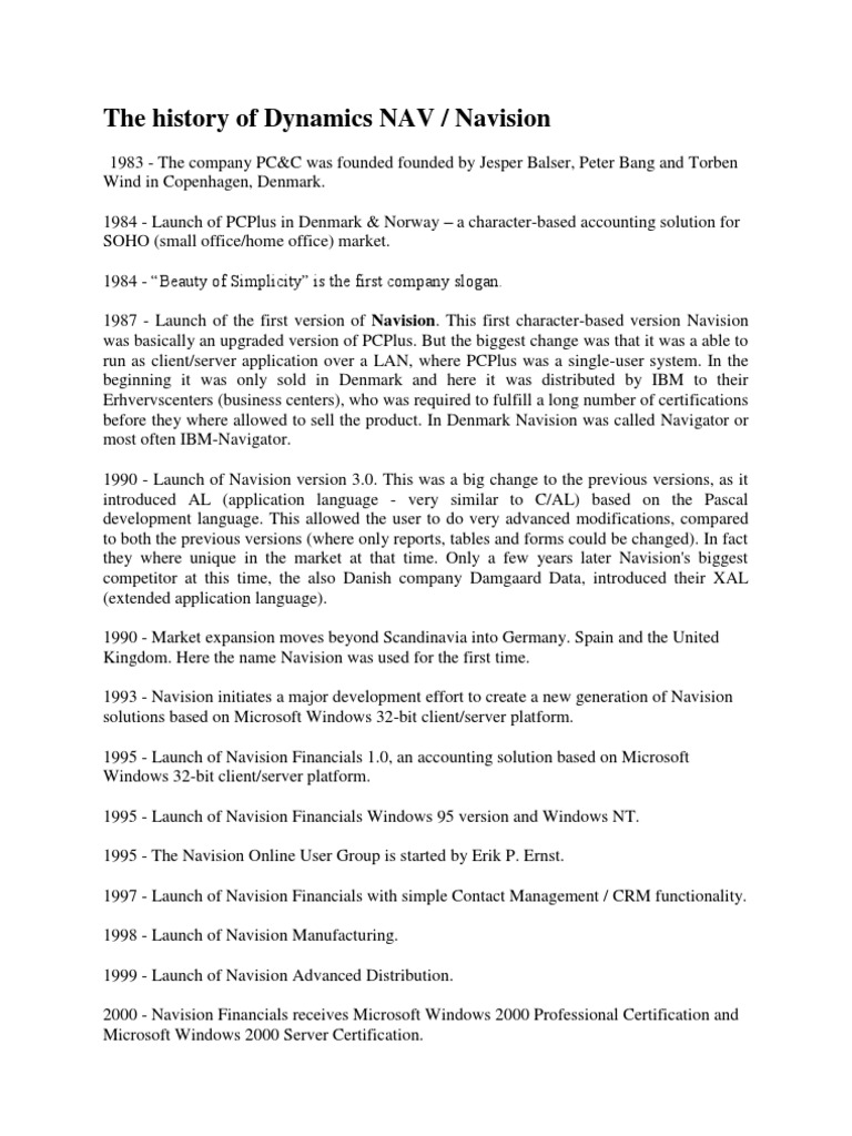 The History of Dynamics NAV | PDF | Microsoft Dynamics Nav ...