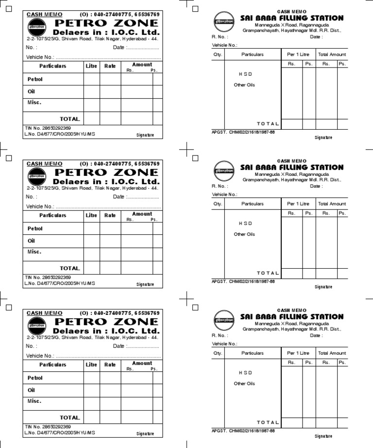 Petrol Bills