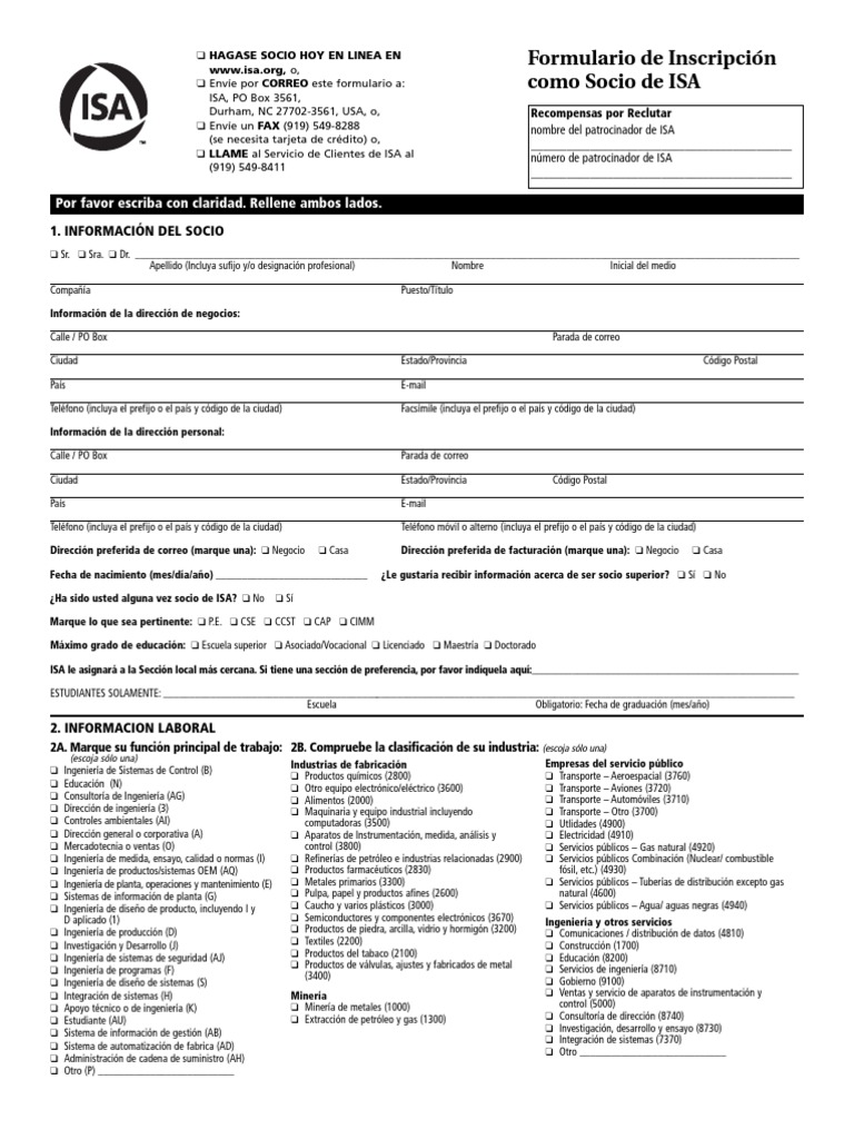 ISA Formato Inscripcion | PDF | Ingeniería | Transporte