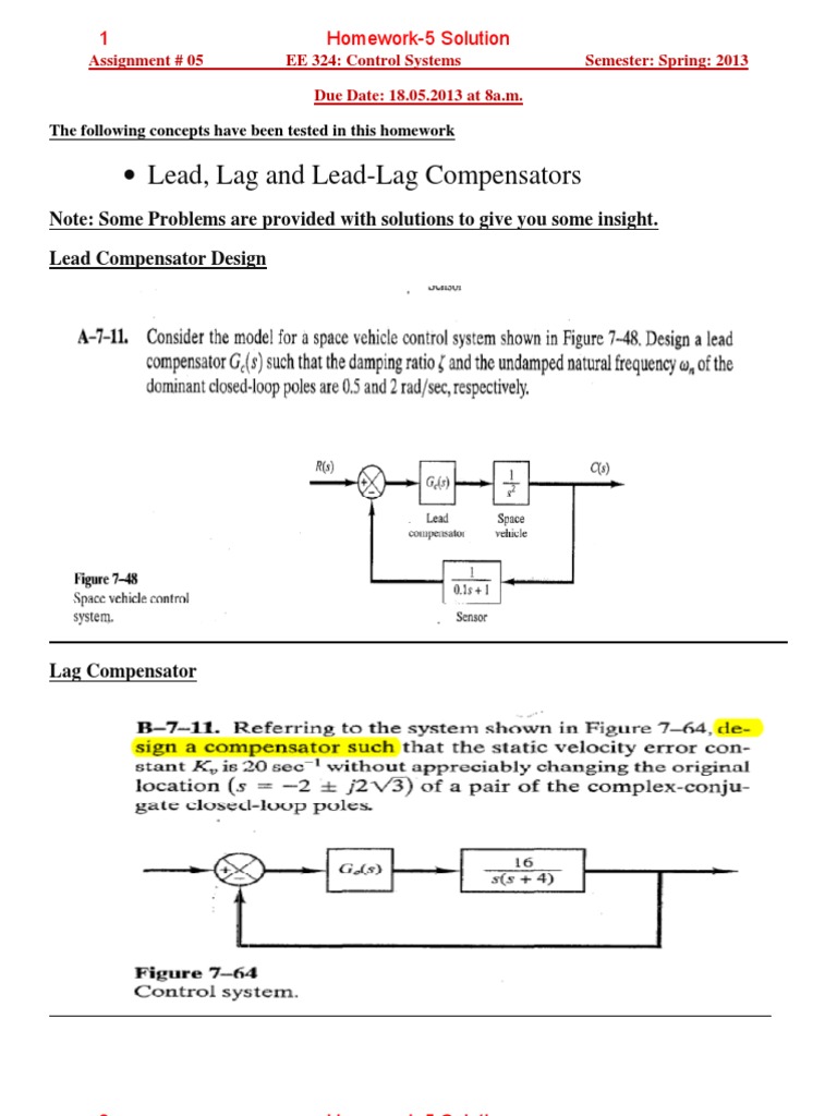 Control Systems Compensator DESIGN Via Root Locus PDF | PDF | Control ...