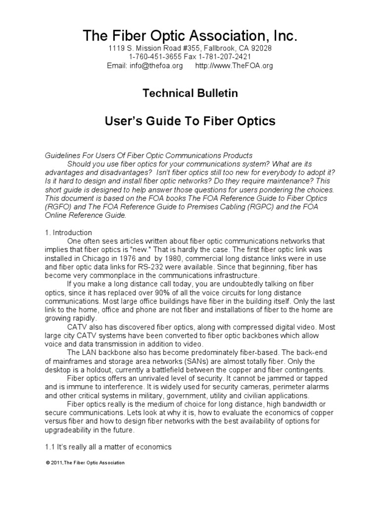 User Guide To Fiber Optics | PDF