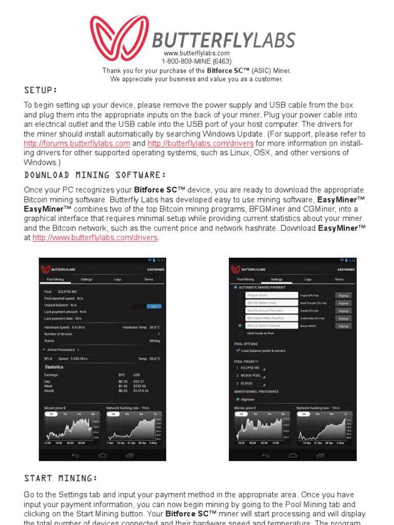 BFL Bitforce ASIC Instructions | PDF | Bitcoin | Mining