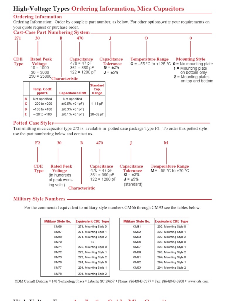 High-Voltage Mica Capacitors Guide | PDF | Capacitor | Electrical ...