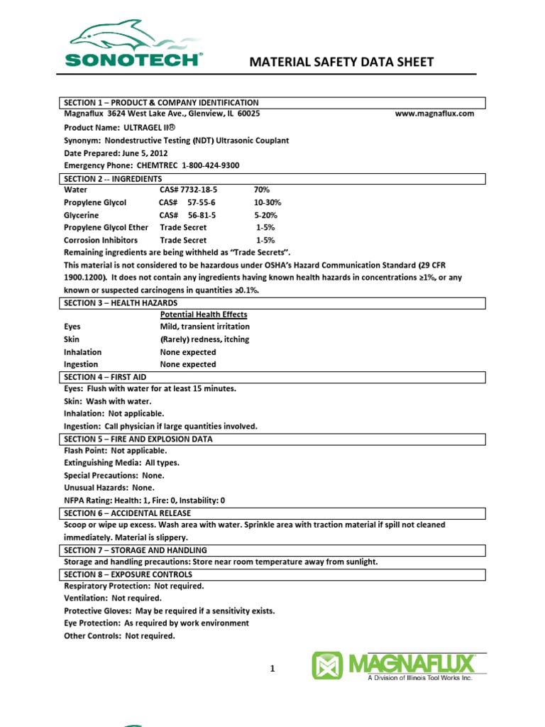 Ultragel II Sonotech 6-12.pdf | Toxicity | Chemical Substances