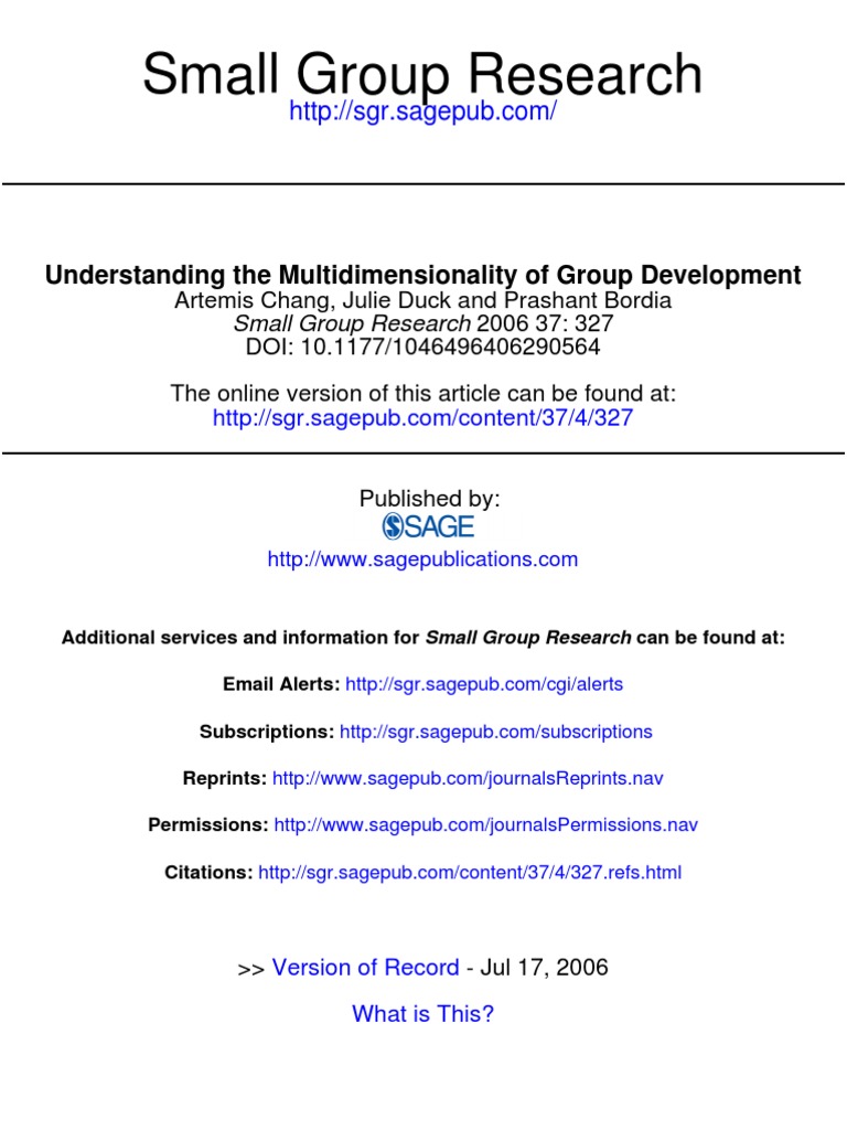 Small Group Research 2006 Chang 327 50 | PDF | Social Group | Leadership