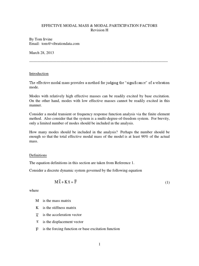 Modal Mass | PDF | Eigenvalues And Eigenvectors | Normal Mode
