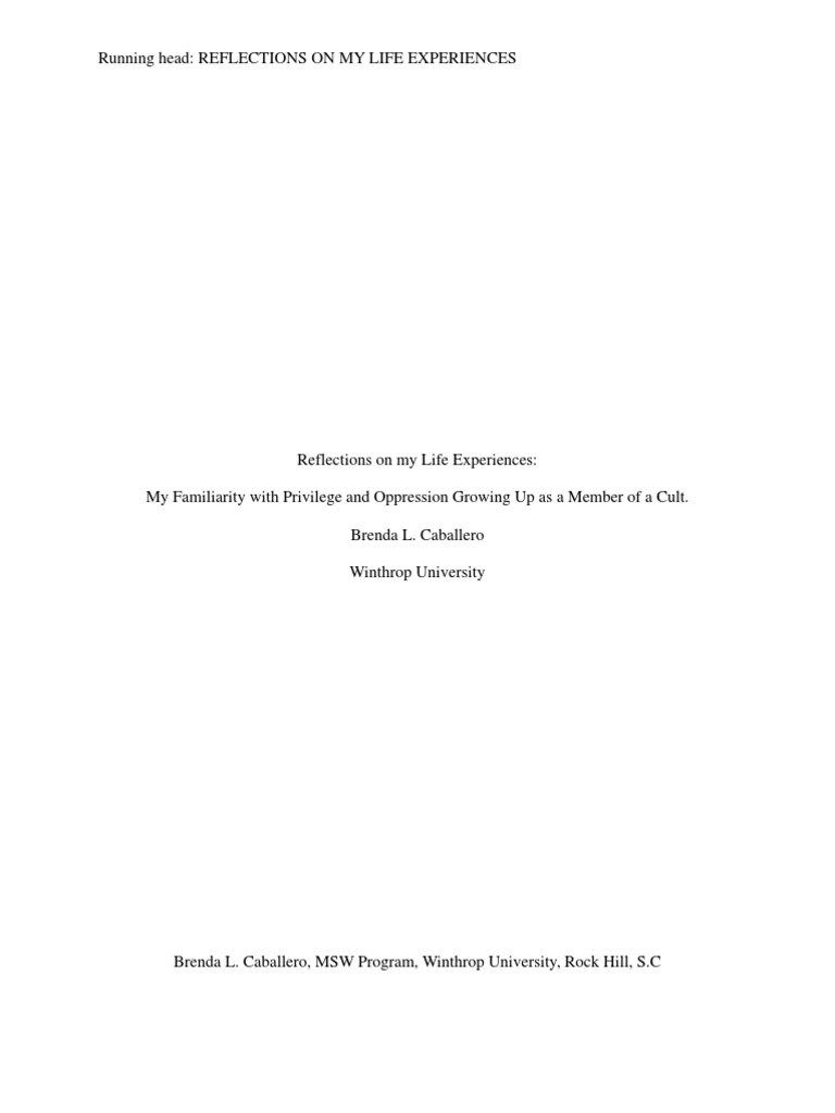 Reflection On The Experience of Privilege and Oppression Growing Up As ...