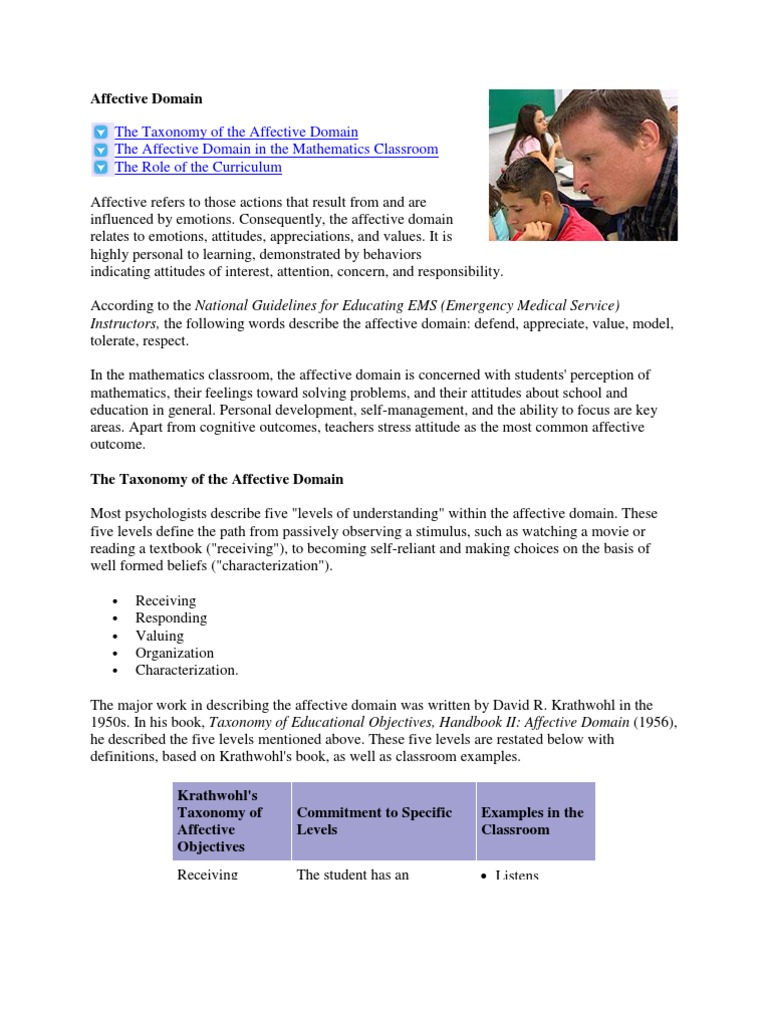 Affective Domain Example Objectives | Download Free PDF | Affect ...