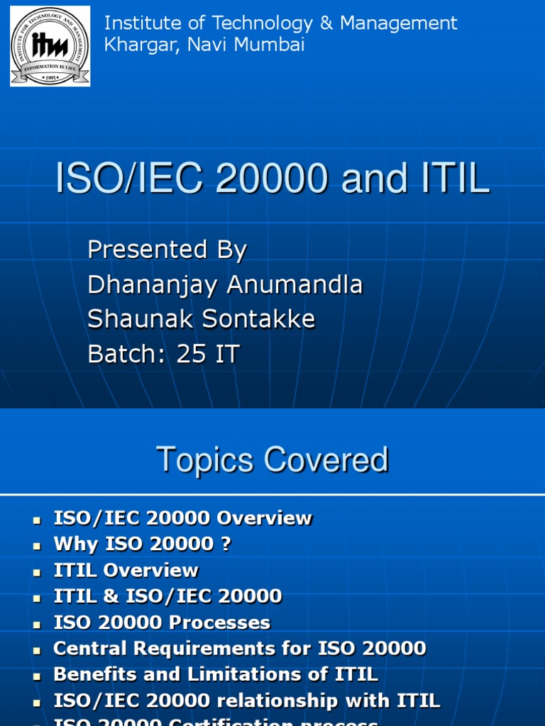 ISO/IEC 20000 and ITIL | PDF | Itil | It Service Management