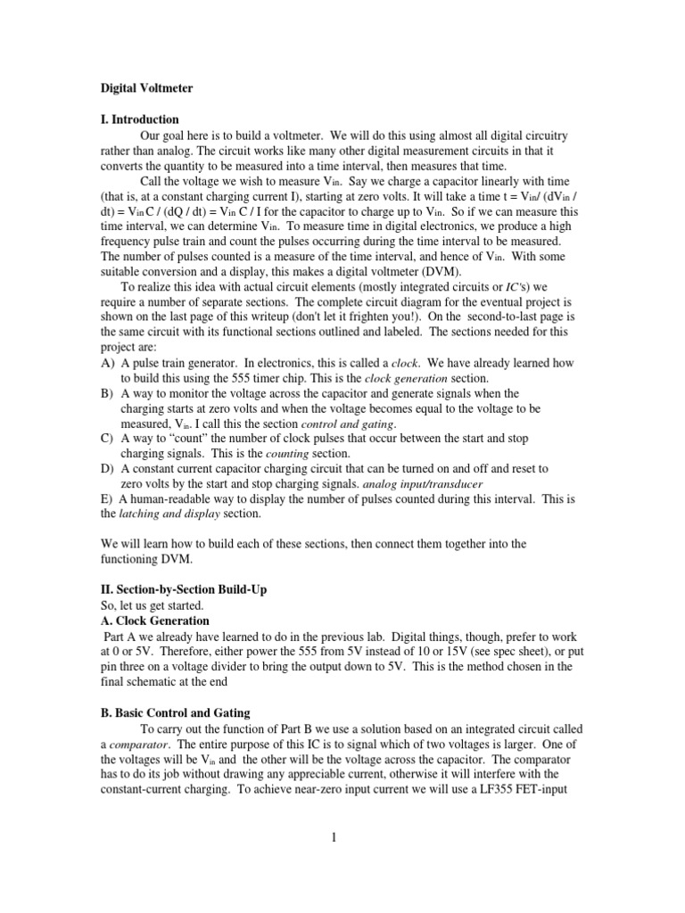 Digital Voltmeter Working Principle and Construction | PDF | Electronic ...