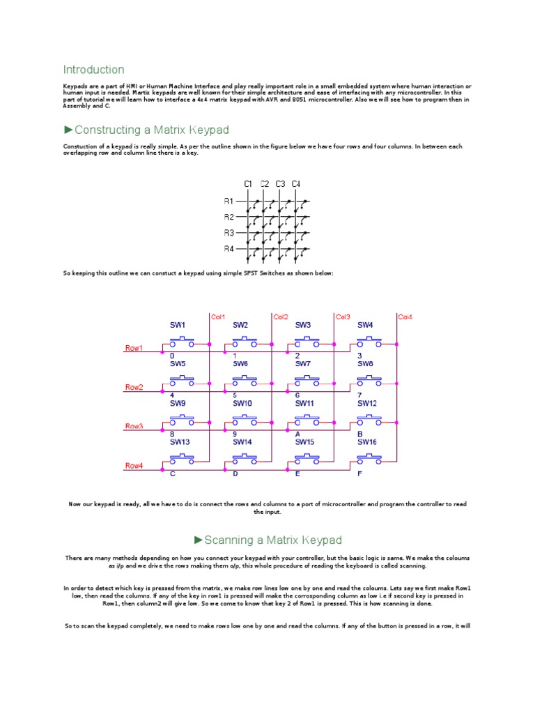 Working Priciple of Keypad and Its Interfacing | PDF | User Interface ...
