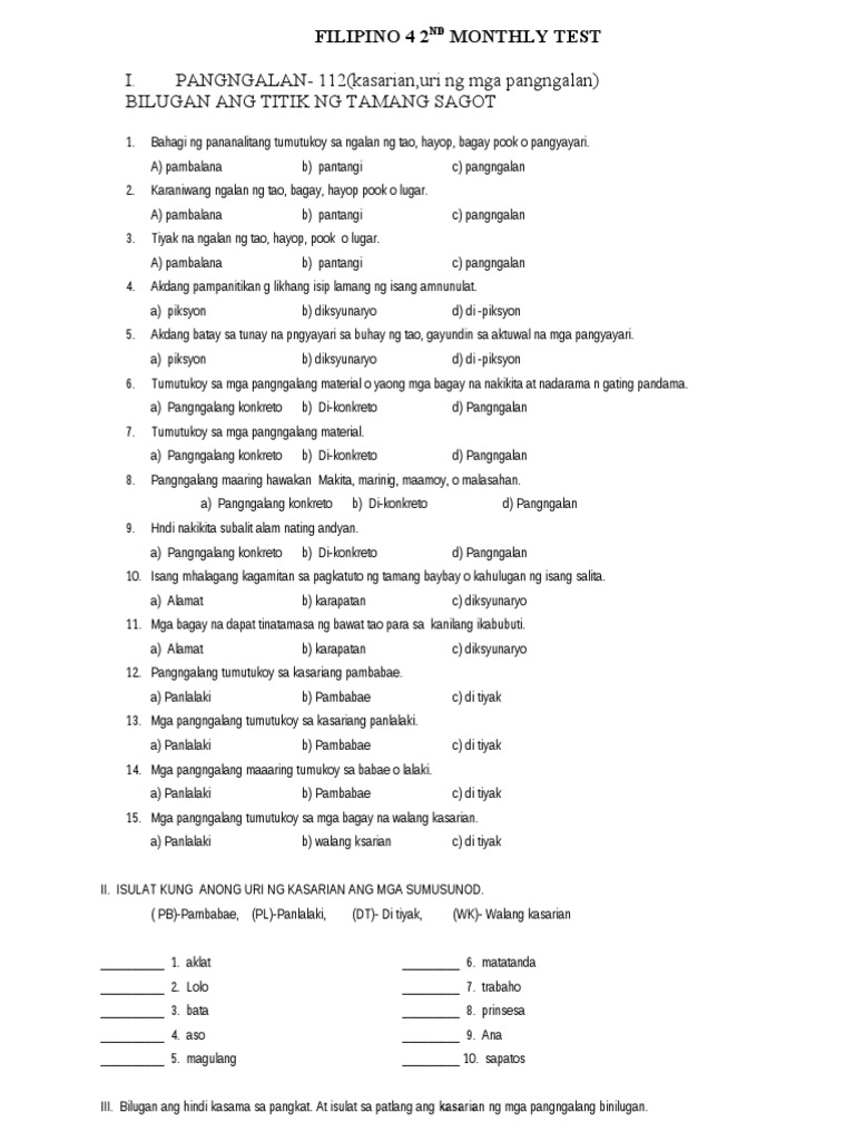 Filipino Cheat Sheet