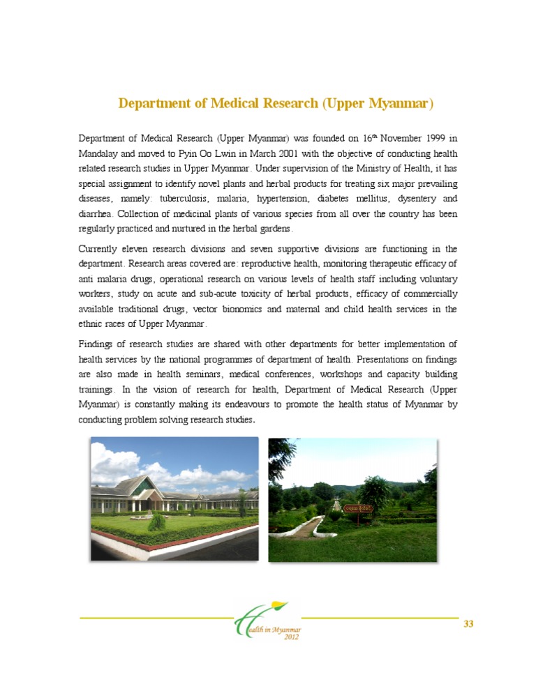 Upper Myanmar Medical Research Overview | PDF