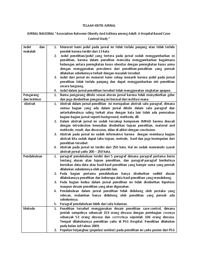 Telaah Kritis Jurnal Inernasional | PDF
