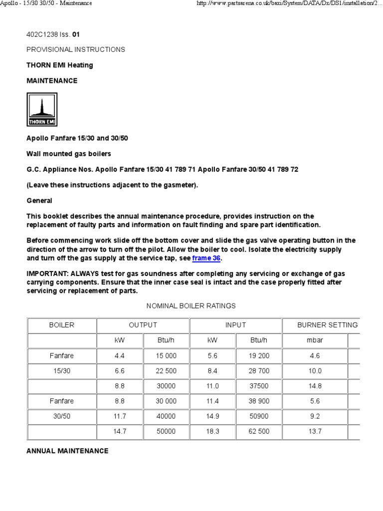 Apollo Boiler 50 - Maintenance | PDF | Building Engineering | Energy ...